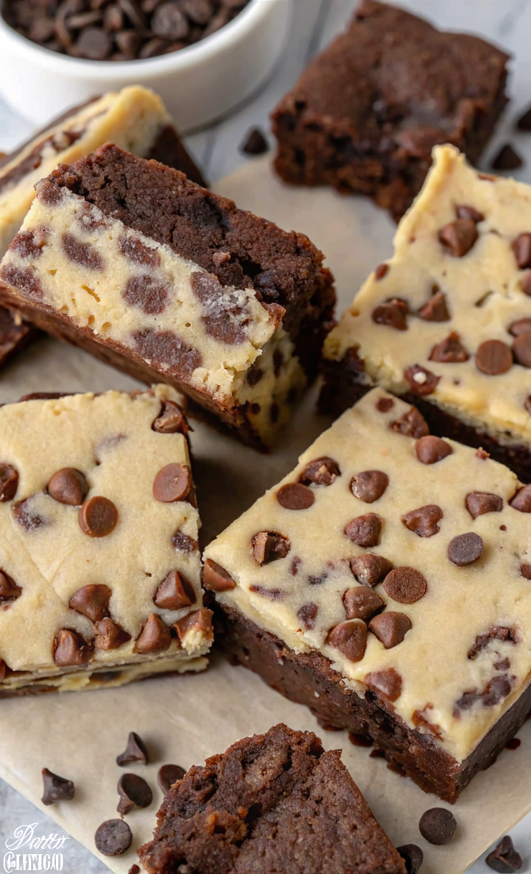 Chocolate Chip Cookie Dough Brownies - Visual Perfection - Erin Recipes