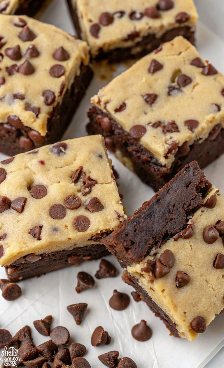 Chocolate Chip Cookie Dough Brownies - Visual Perfection - Erin Recipes